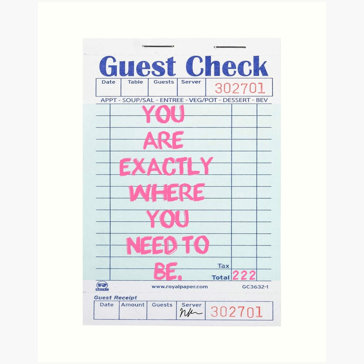 Poster 222 - Guest Check @Nikkisbling_ - No Framed, Vintage Wall Art ...