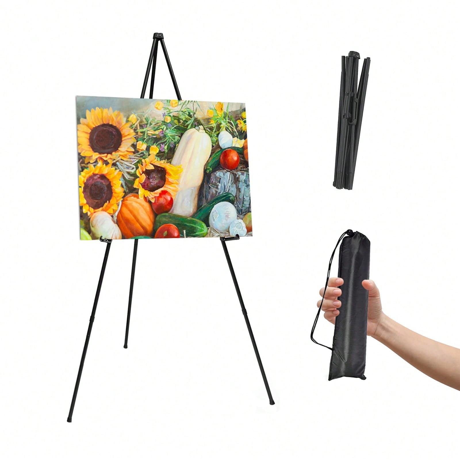 Poster 63'' Portable Easels For Display Black Art Easel For Floor ...