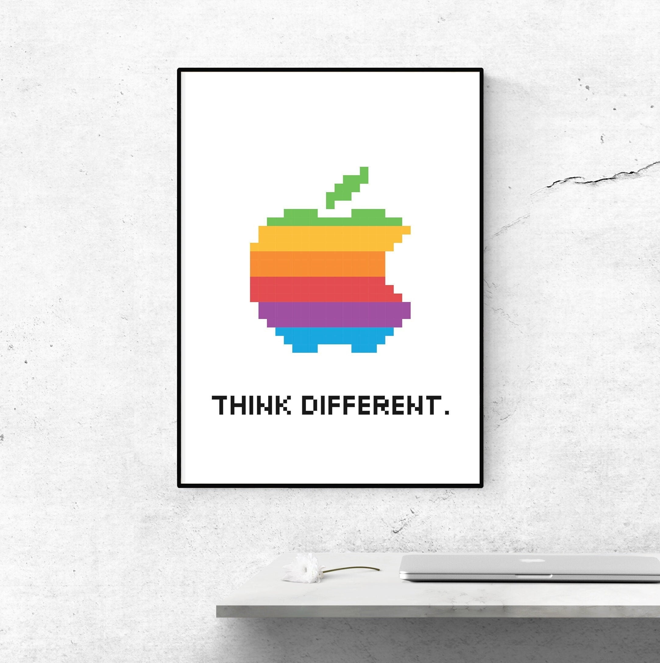 Poster 8 Bit Apple Logo Poster . 8Bit Think Different Poster . 8-Bit ...