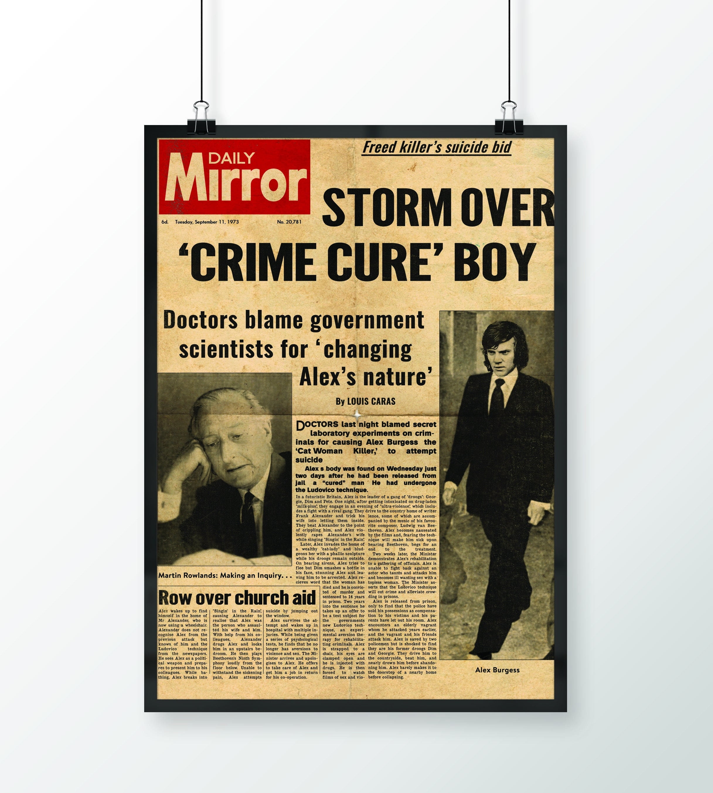 POSTER A Clockwork Orange Inspired - Daily Mirror - 'Storm Over Crime ...