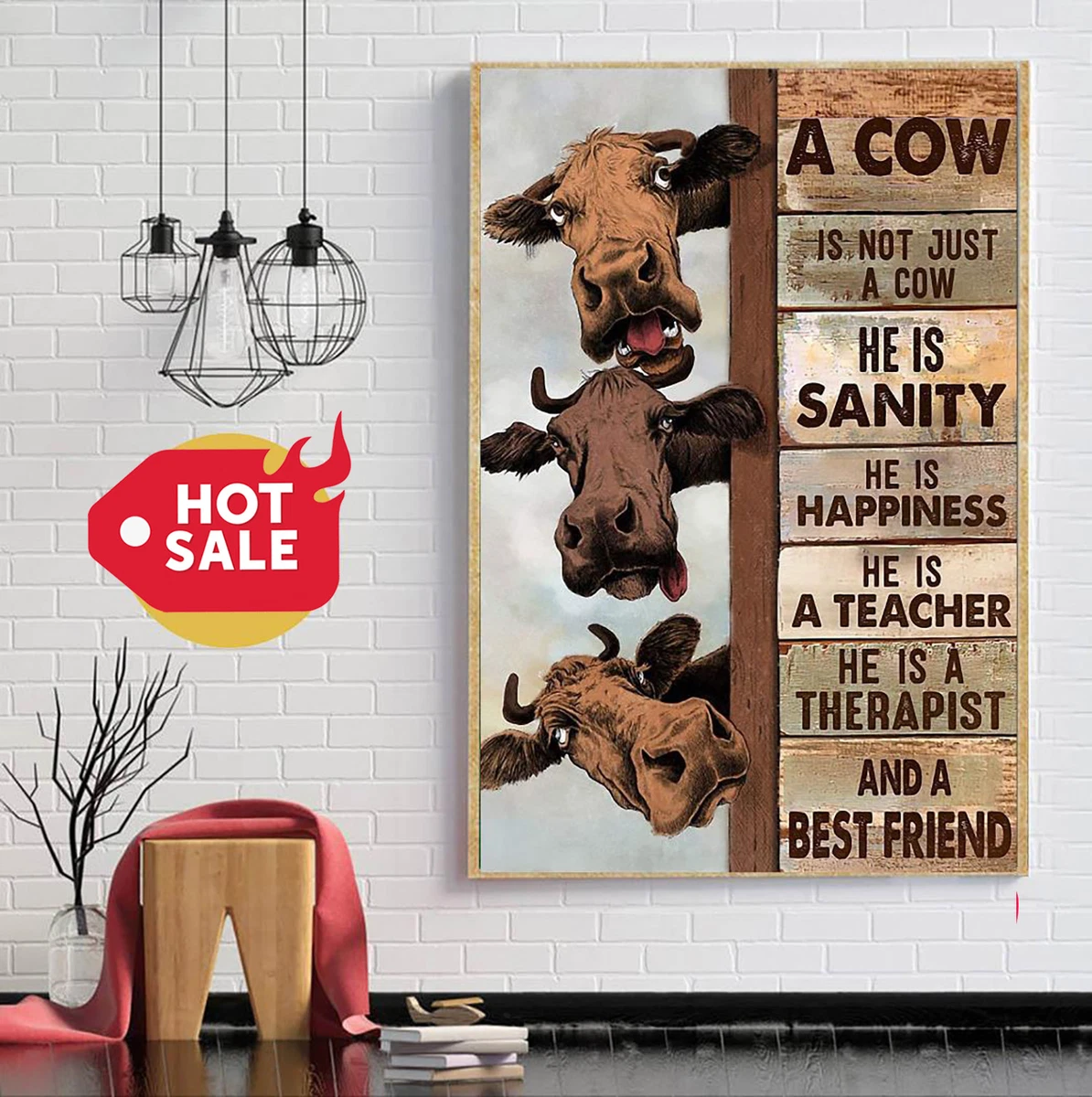Poster A Cow Is Not Just A Cow He Is Sanity He Is Happiness Wall Art ...
