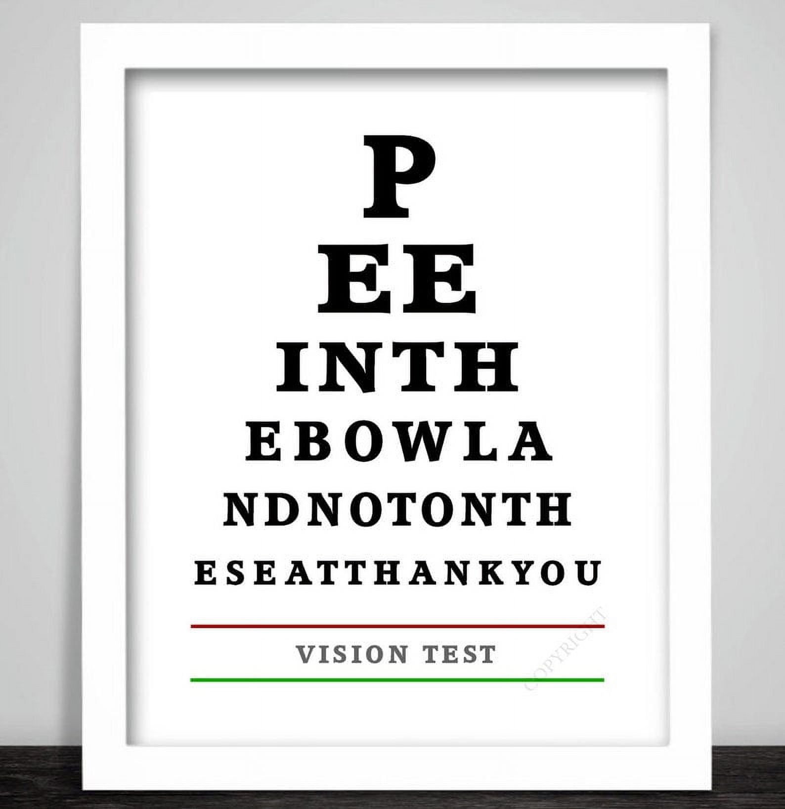 Poster A Funny Witty Eye Chart for Loo Toilet Bathroom. Pee in the Bowl ...
