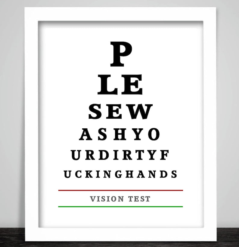 Poster A Very Rude Funny Eye Chart. Witty Humorous Laughable Comical ...