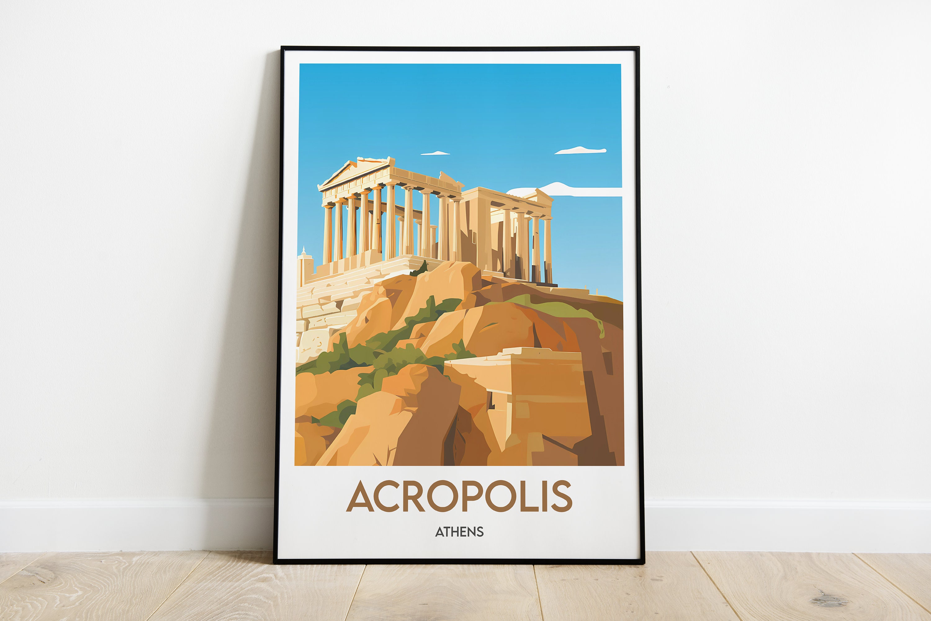 Poster ACROPOLIS, ATHENS, PRINT - Travel Poster , Home DÃ©cor, Wall Art ...