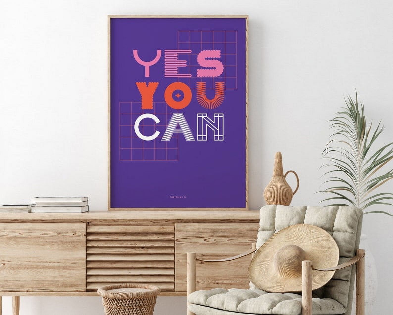Poster Abstract Lettering Poster , Yes You Can Poster , Typographic ...