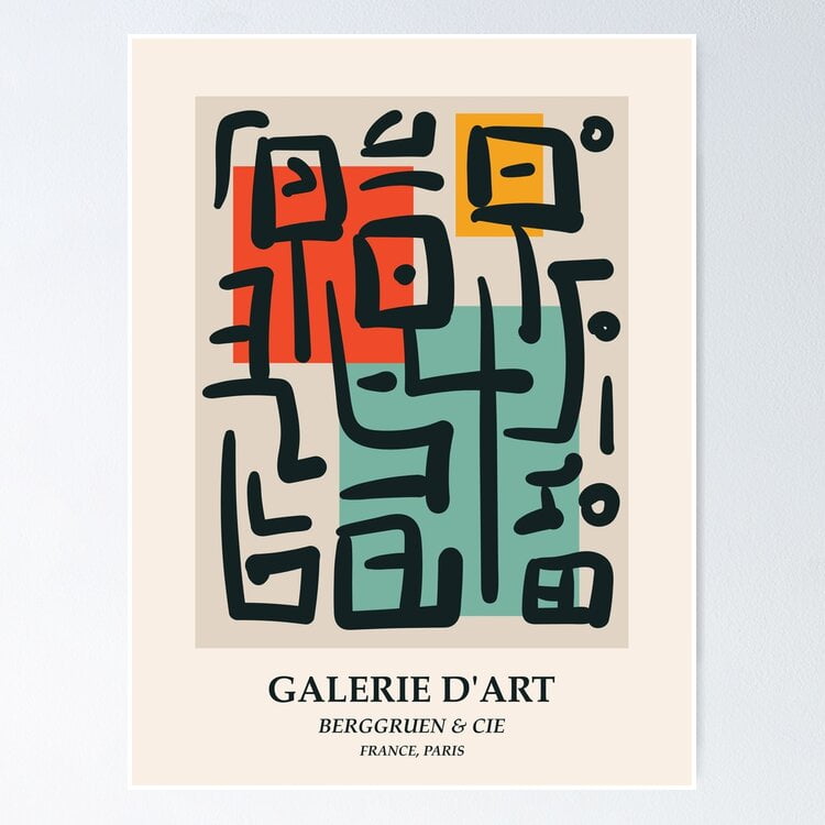 Poster Abstract art, Paul Klee style print, Retro print, Exhibition ...