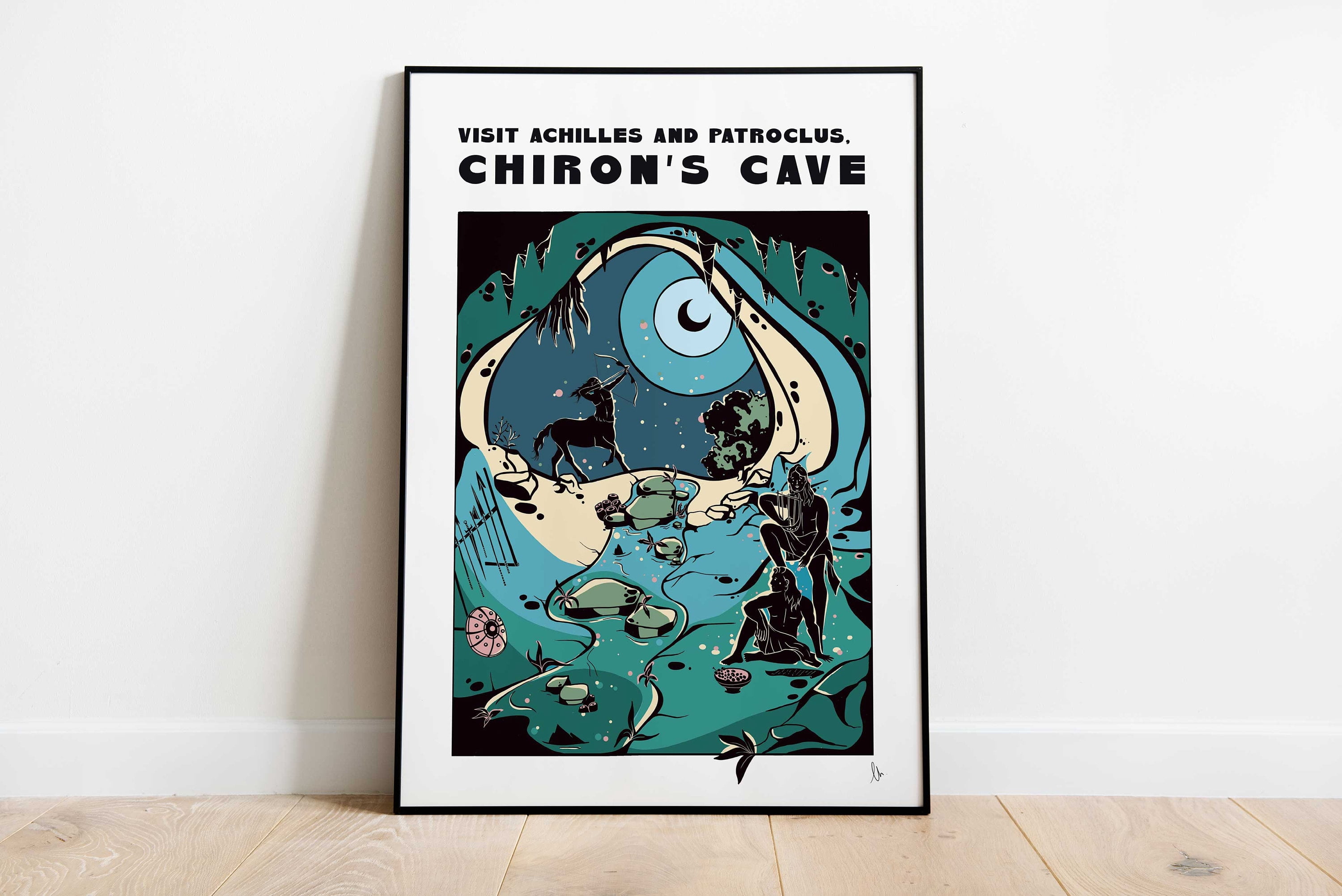 POSTER Achilles and Patroclus, Chiron's Cave Print, Greek Mythology Art ...