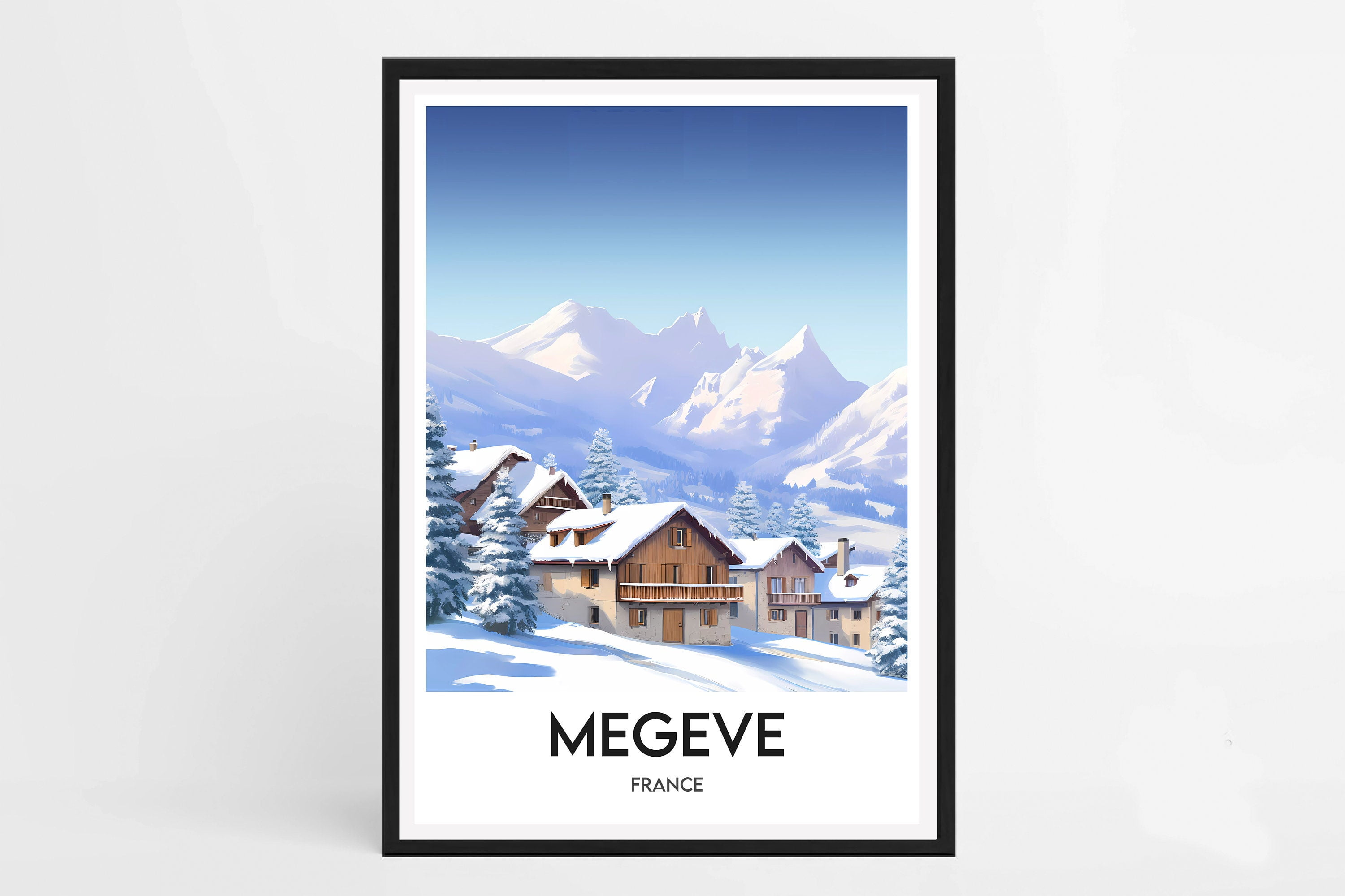 POSTER Affiche MegÃ¨ve | Affiche de voyage MegÃ¨ve | Illustration MegÃ¨ve | Affiche France ...