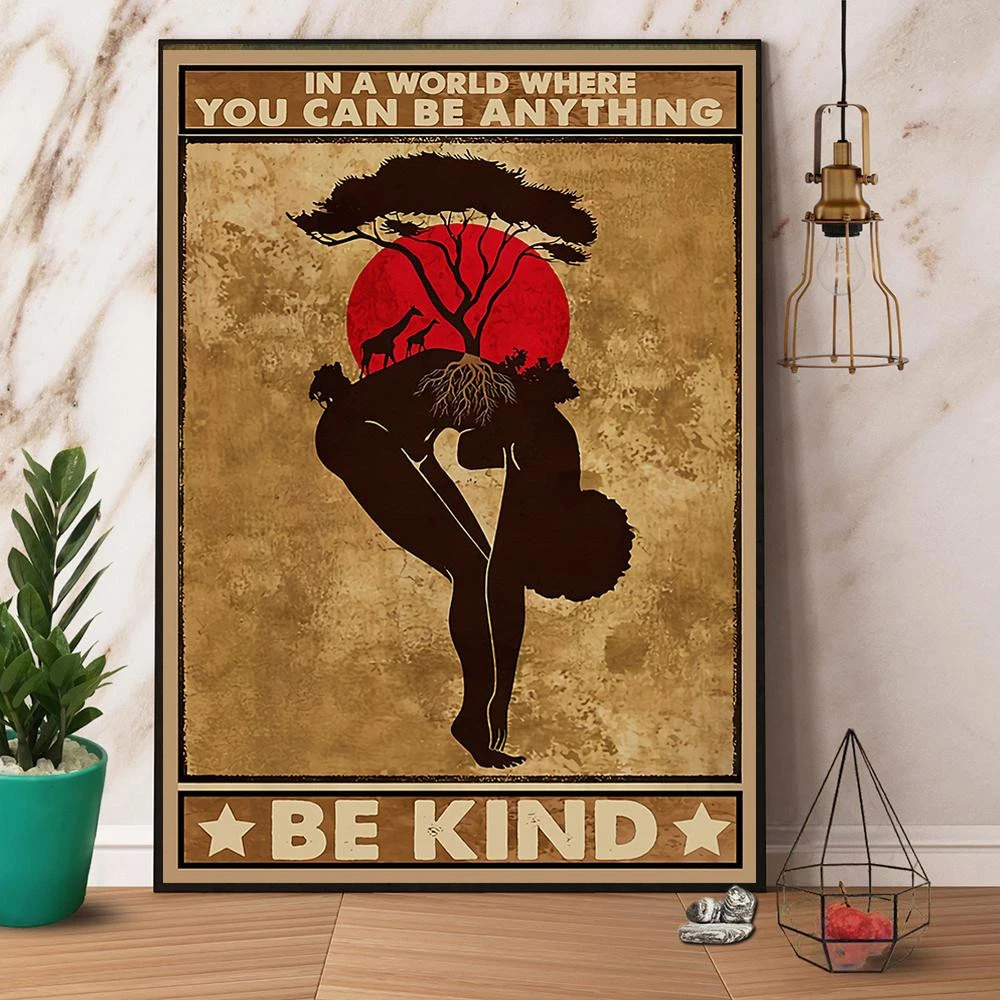 Poster Afro Girl & Forest You Can Be Anything Be Kind Paper No Frame Matte Ca... Wall Art ...