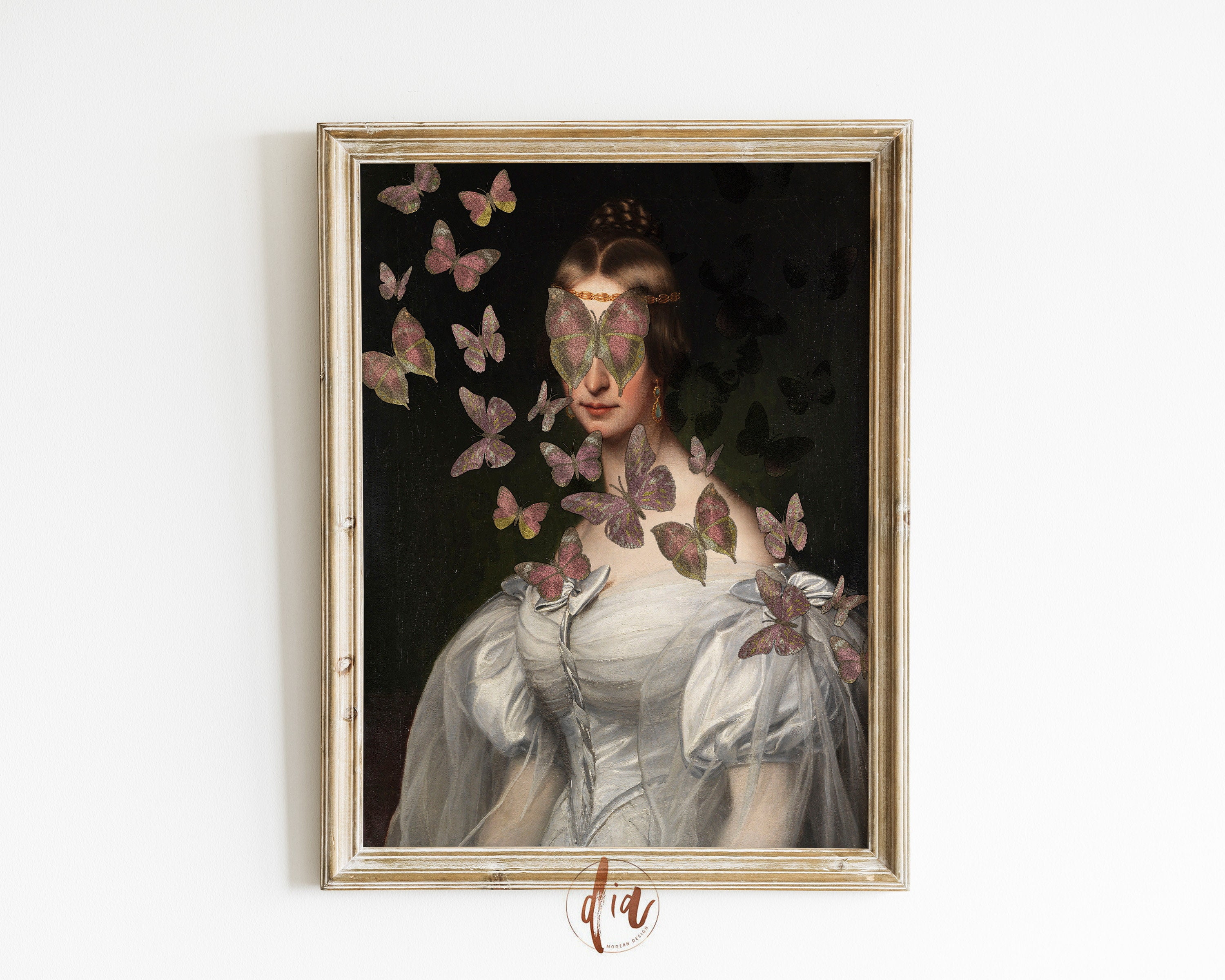 Poster Altered Renaissance Portrait, Butterfly Wall Art, Vintage ...