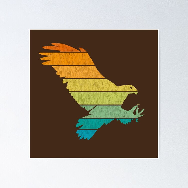 Poster American Bald Eagle Silhouette Retro Style - No Framed, Vintage ...