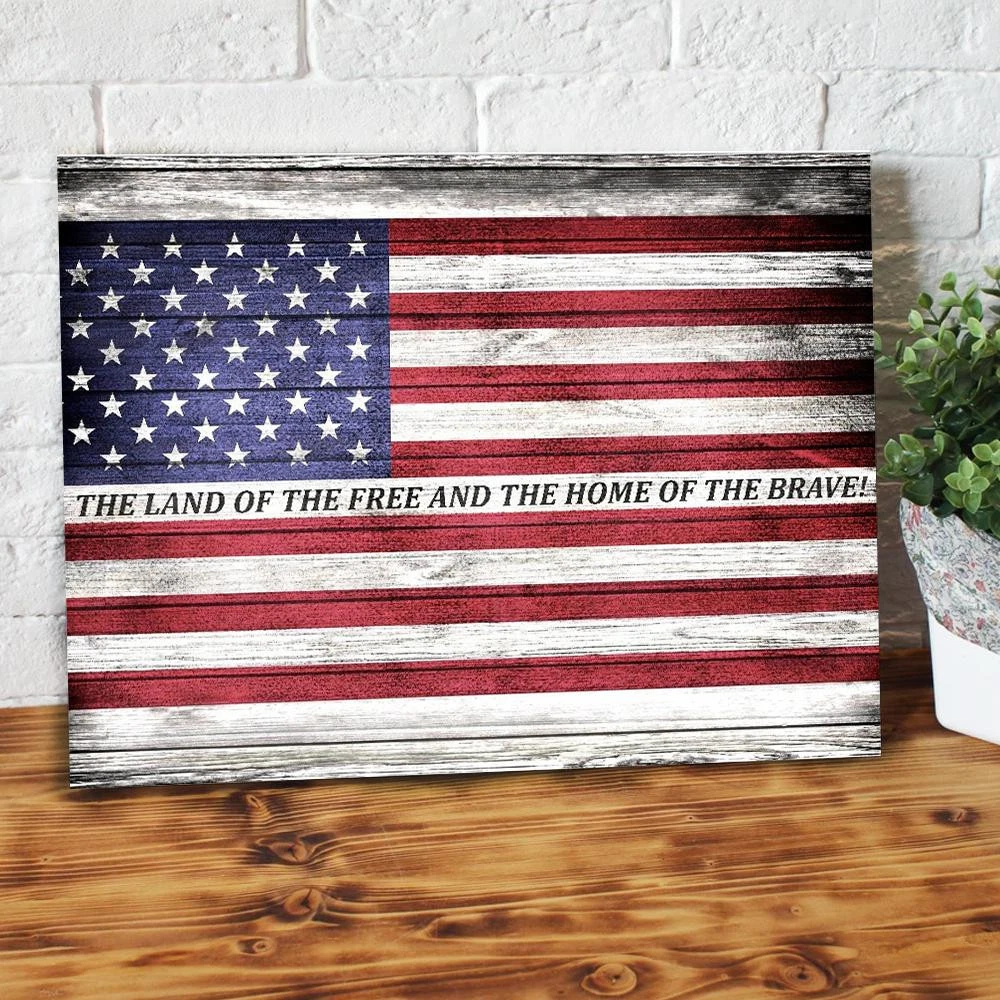 Poster American Flag The Land Of Free And The Home Of Brave Business, C ...