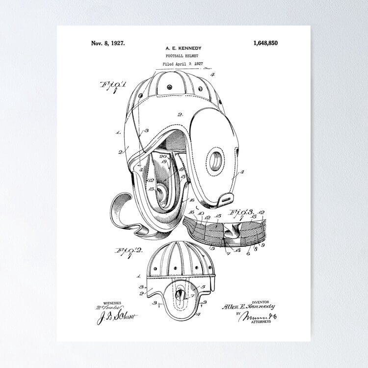 Poster American Football Helmet Patent White Background - Unframed ...