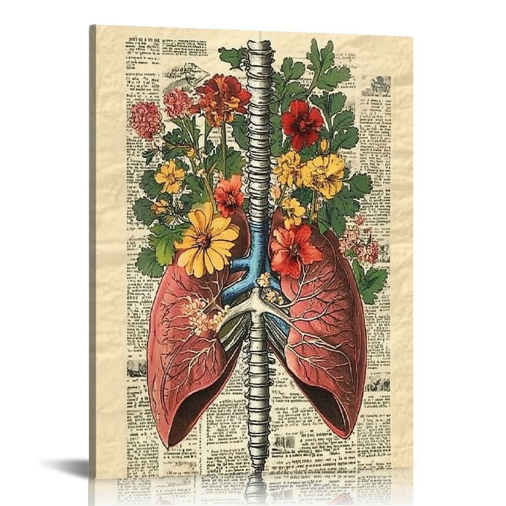 Poster - Anatomy Canvas Wall Art Anatomical Lungs Floral Canvas Print ...