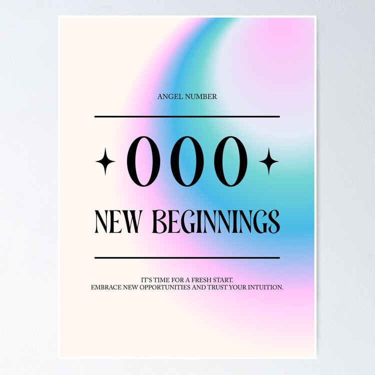 Poster Angel numbers 000, New beginnings, Aura, Energy, Gradient ...