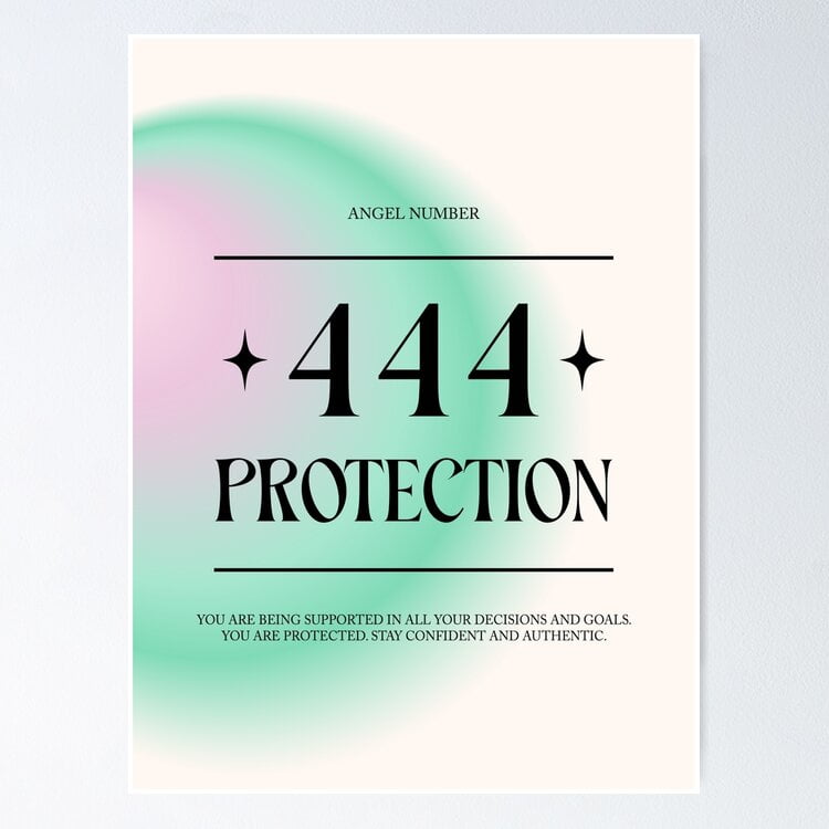 Poster Angel numbers 444, Protection, Aura, Energy, Gradient, Aesthetic ...