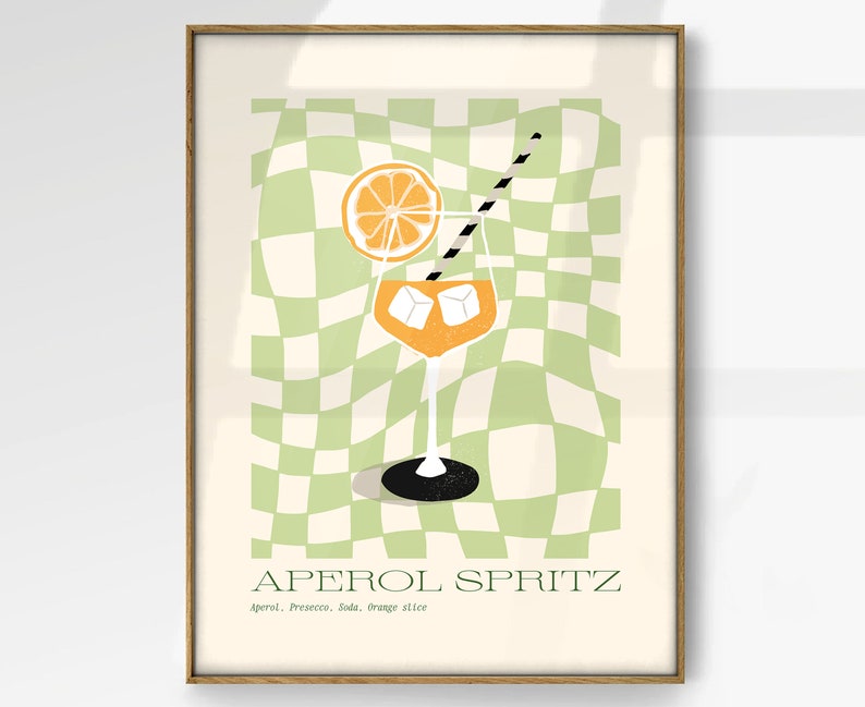 Poster Aperol Spritz Cocktail Print, Alcohol Print, Retro Cocktail ...