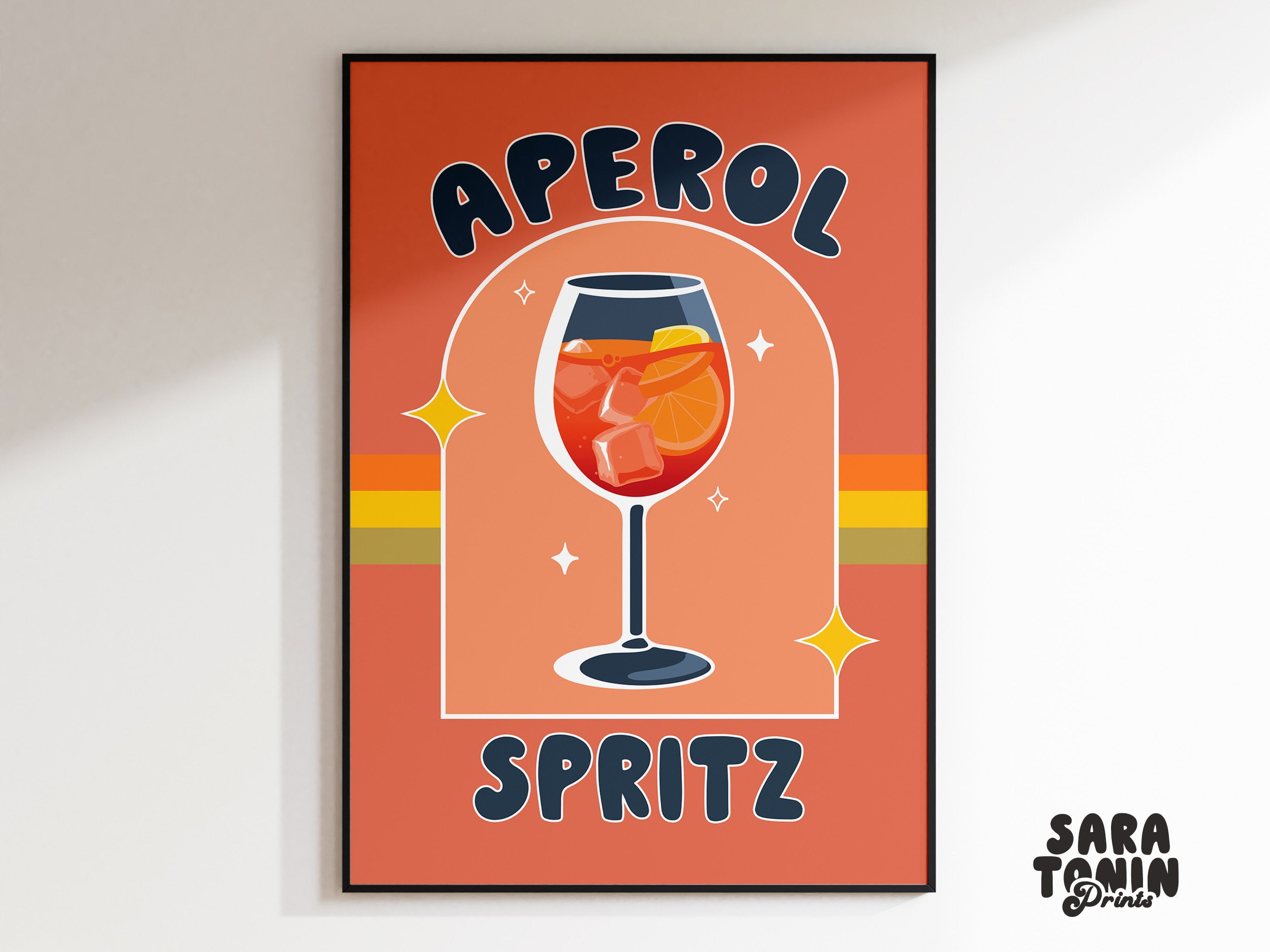 Poster Aperol Spritz Print | Retro Cocktail Poster -UNFRAMED - Walmart.com