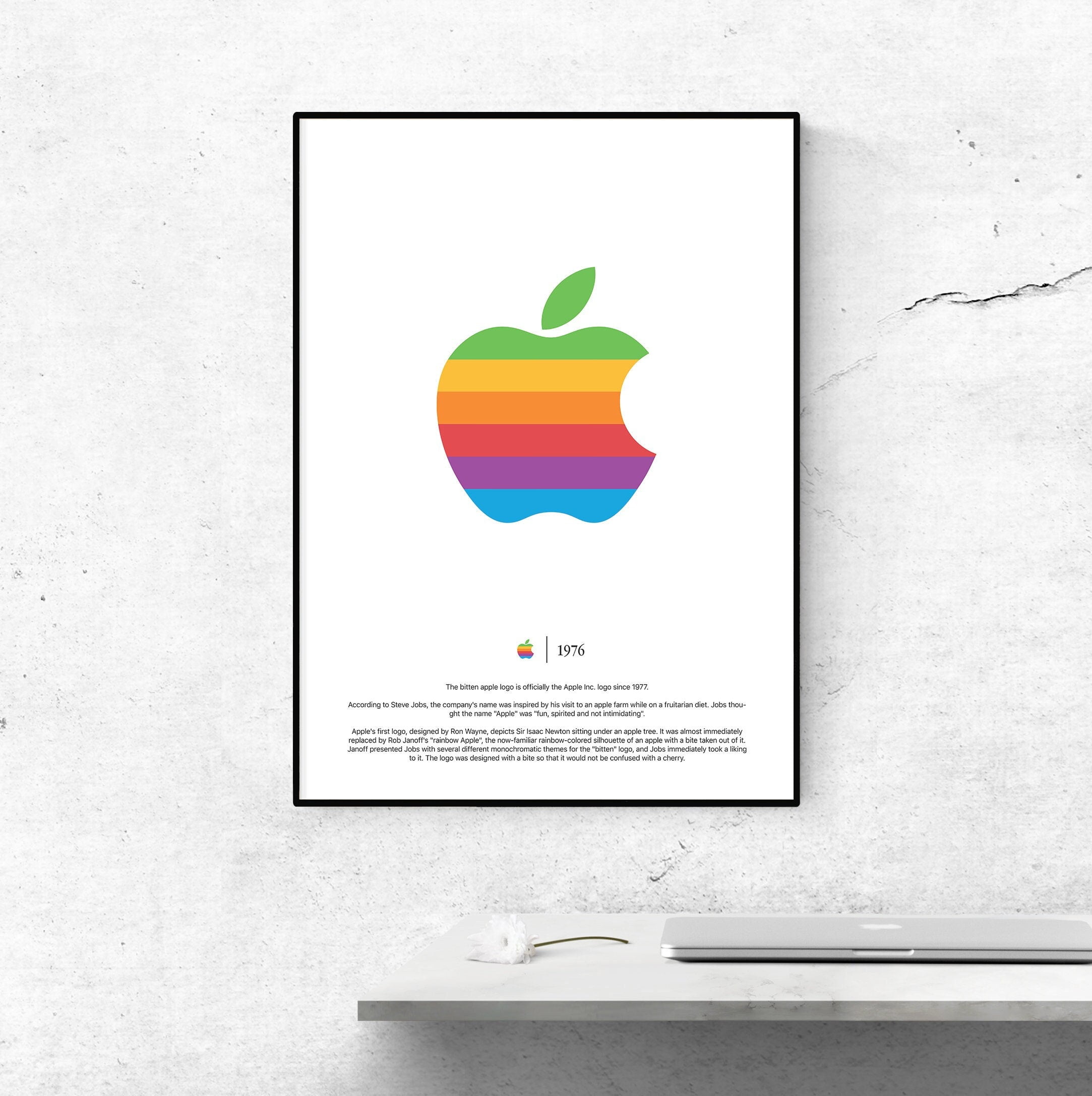 Poster Apple 1976 Logo Poster . Apple Poster . Retro Apple Logo Poster ...