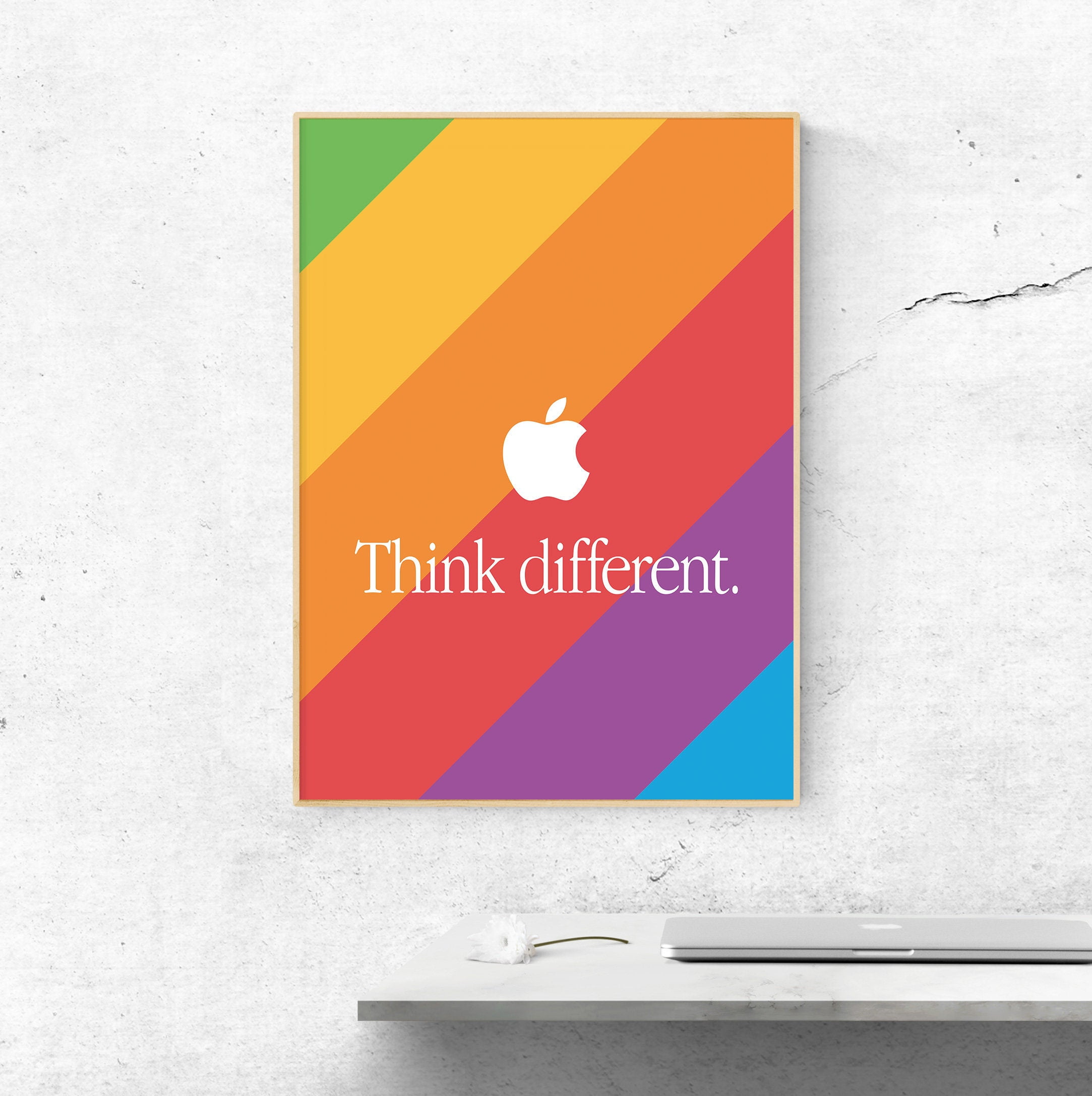 Poster Apple Think Different Poster . Apple Retro Rainbow Logo Poster ...