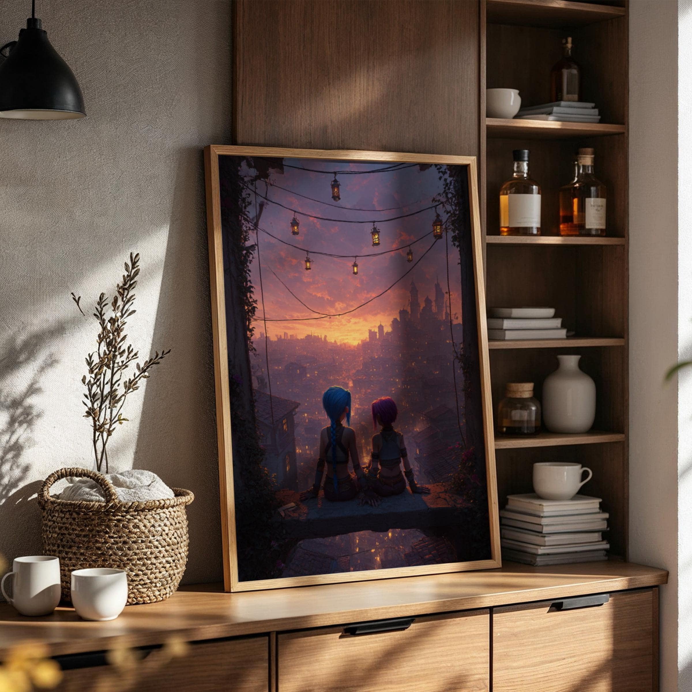 Poster Arcane Jinx And Vi Sunset Poster, Wall Art, Emotional Anime ...