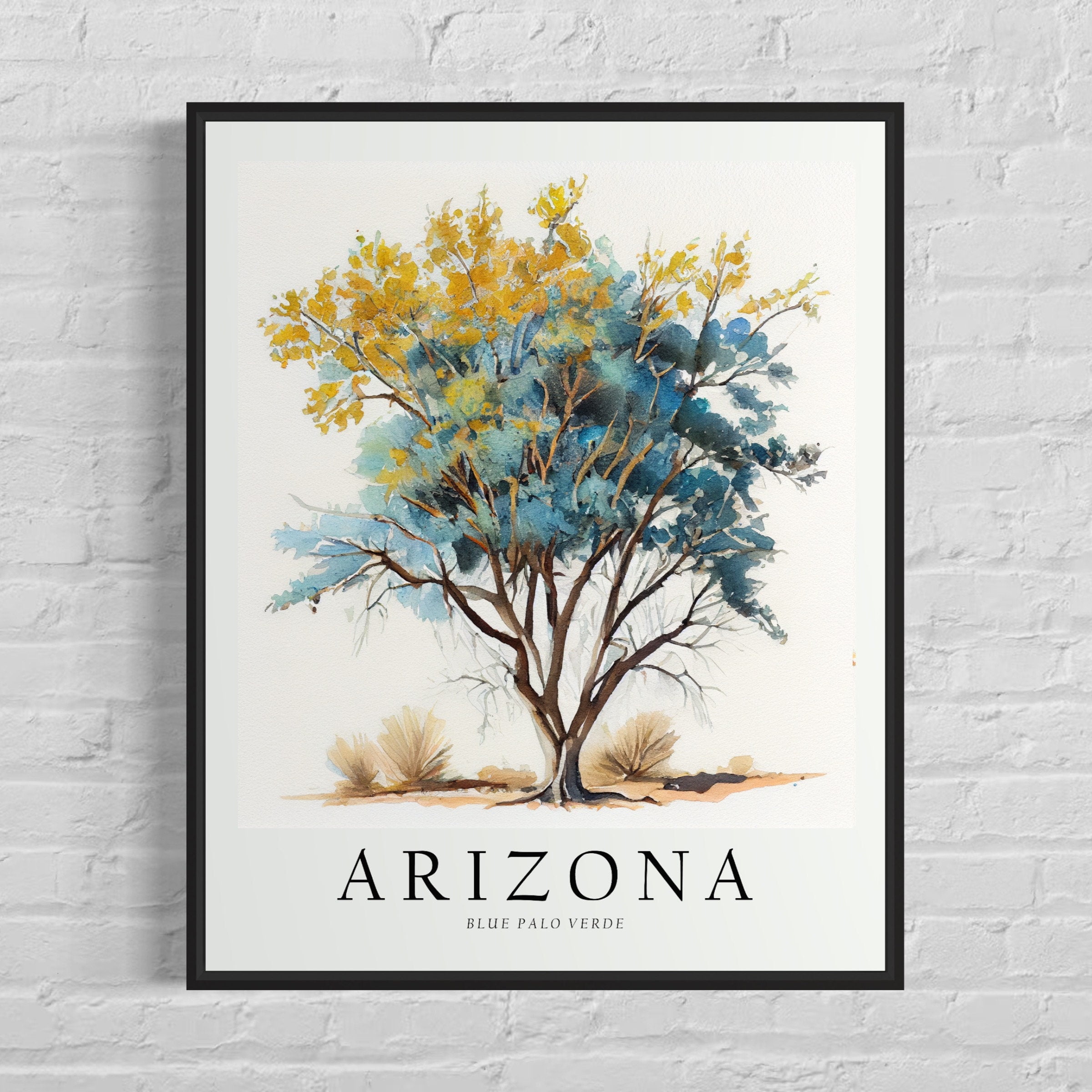 Poster Arizona State Tree Art Print, Arizona Blue Palo Verde Tree Wall ...