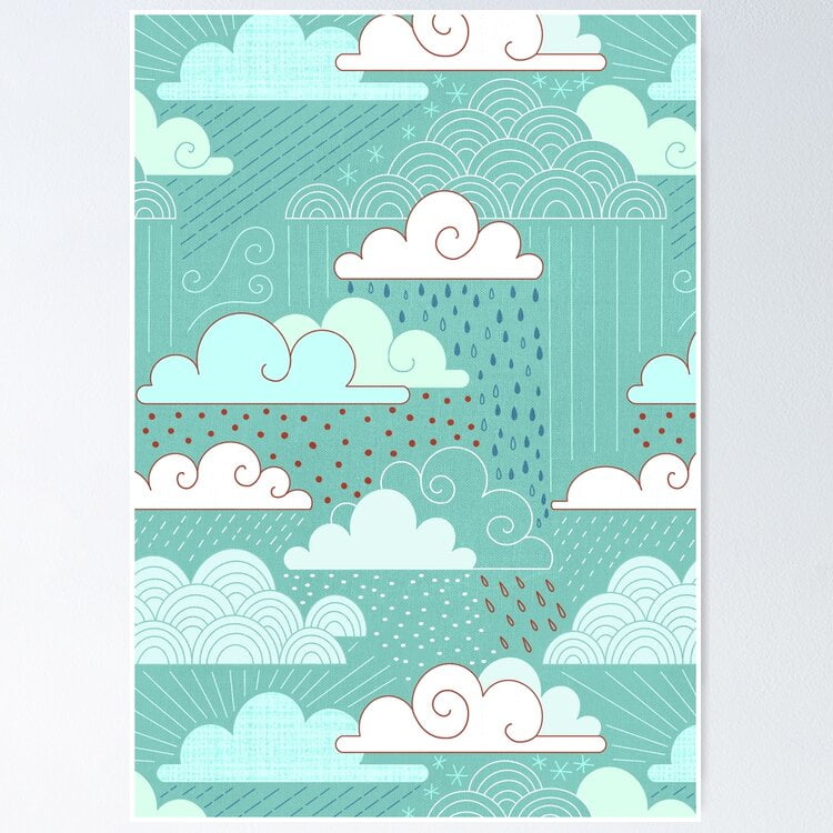 Poster Art Deco Weathering Skies - Turquoise Poster - No Framed ...