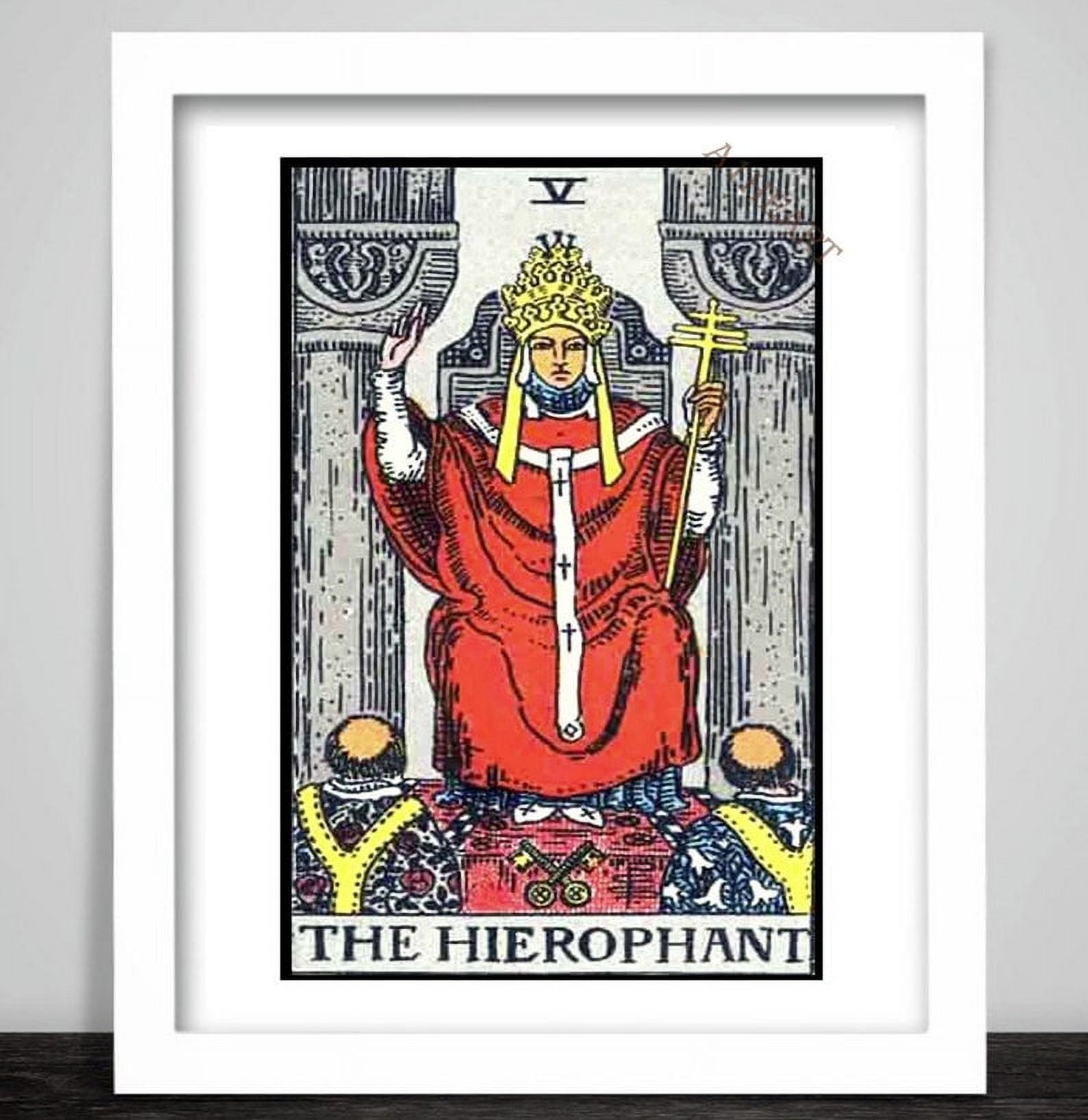 Poster Art Print Tarot Card The Hierophant. The Pope on his Throne with ...