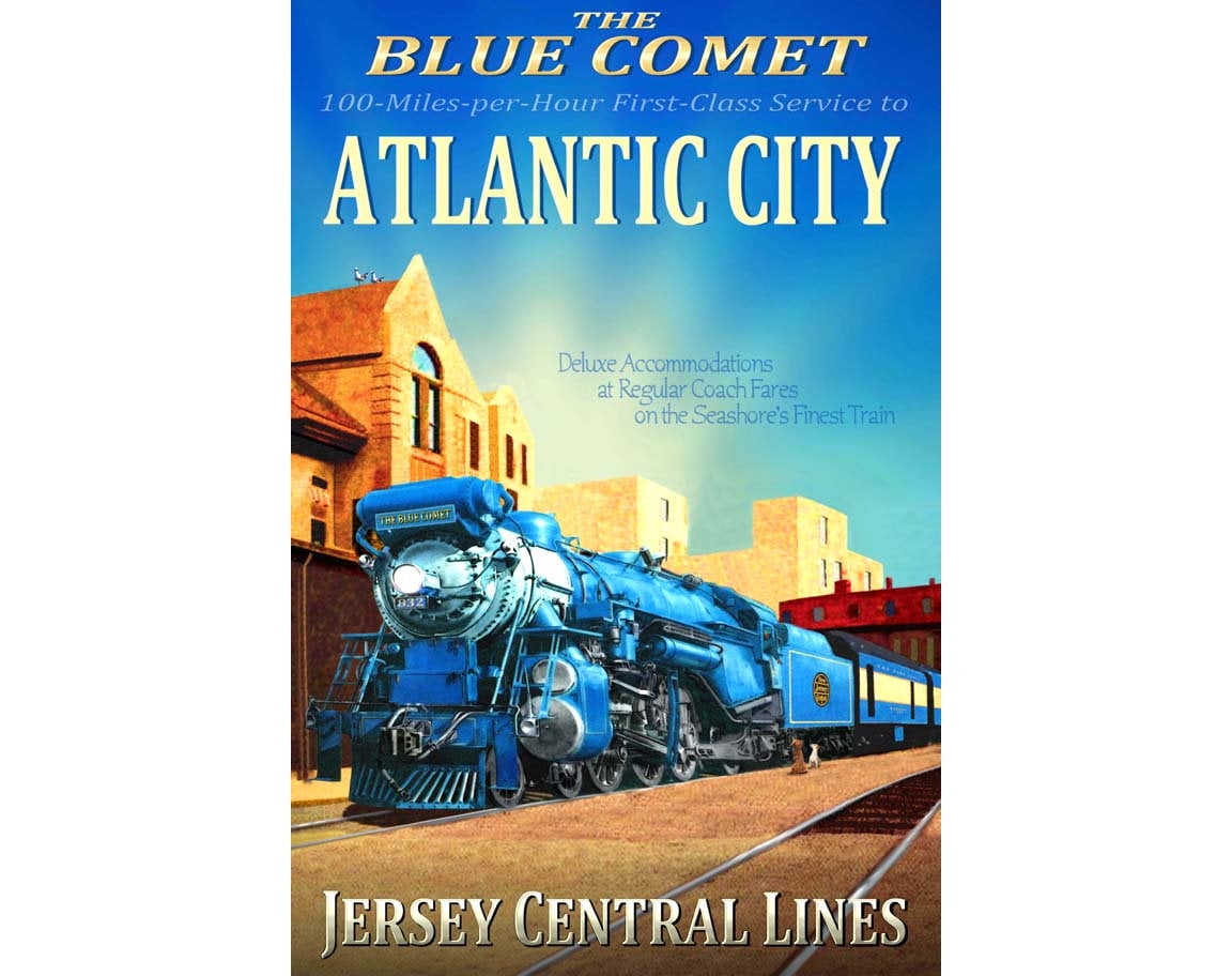 Poster Atlantic City New Jersey Central Railroad Blue Comet Train ...