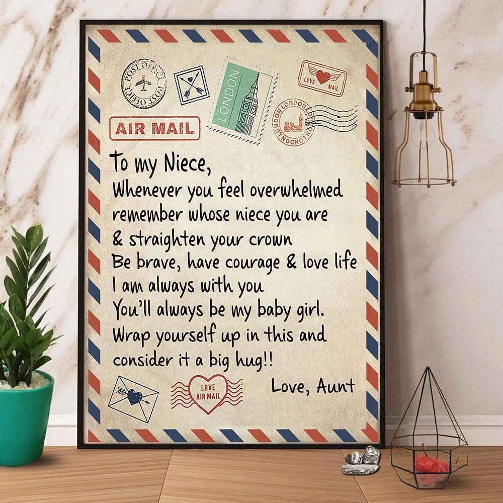 Poster Aunt To My Niece Envelope Family Gift - UNFRAMED Poster Prints ...