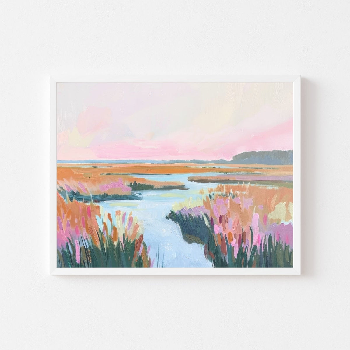 Poster Autumn Marsh Sunset Landscape Painting | Carolina Lowcountry ...