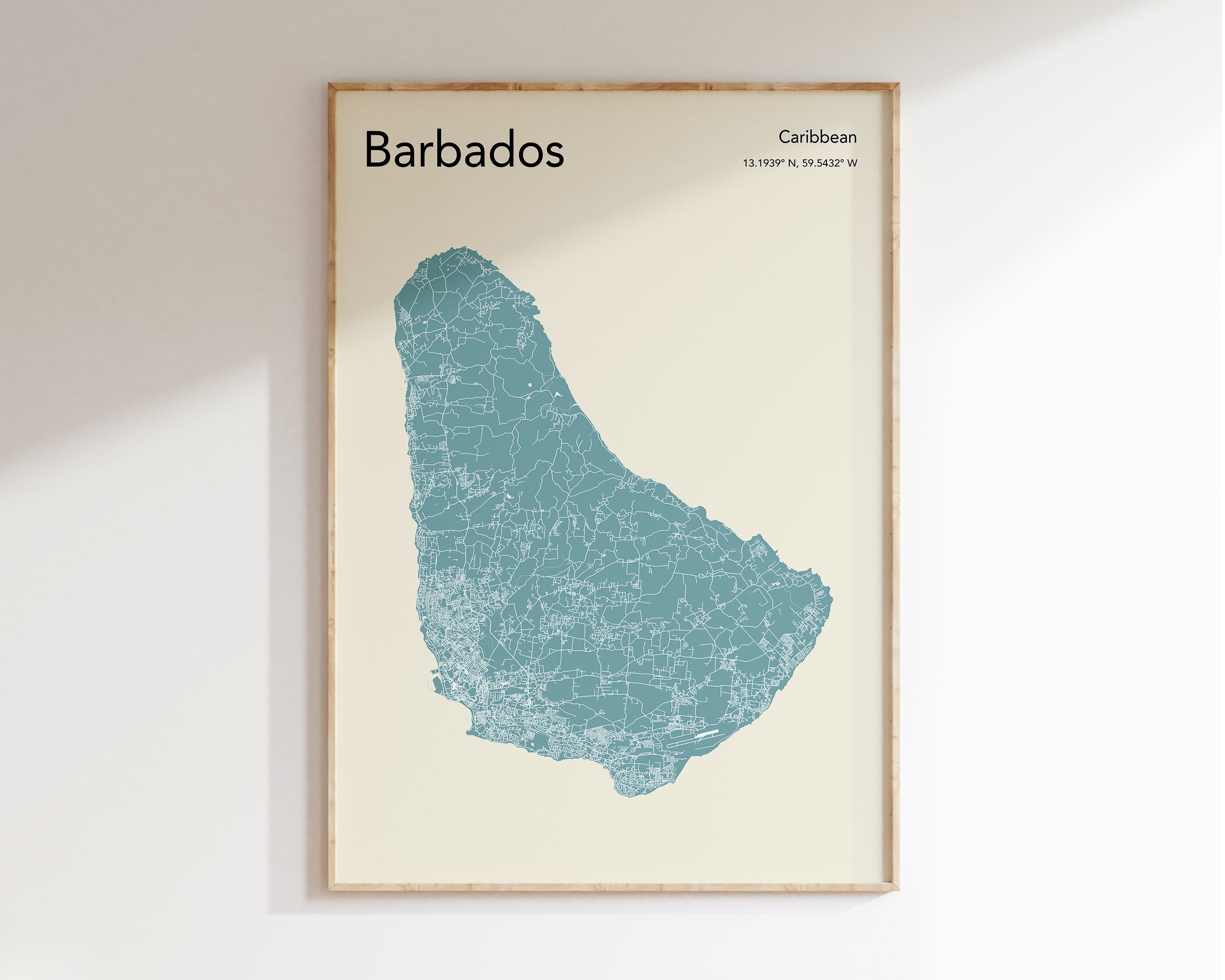 POSTER Barbados Map Poster, , Barbados Map Print, Colour Barbados City ...