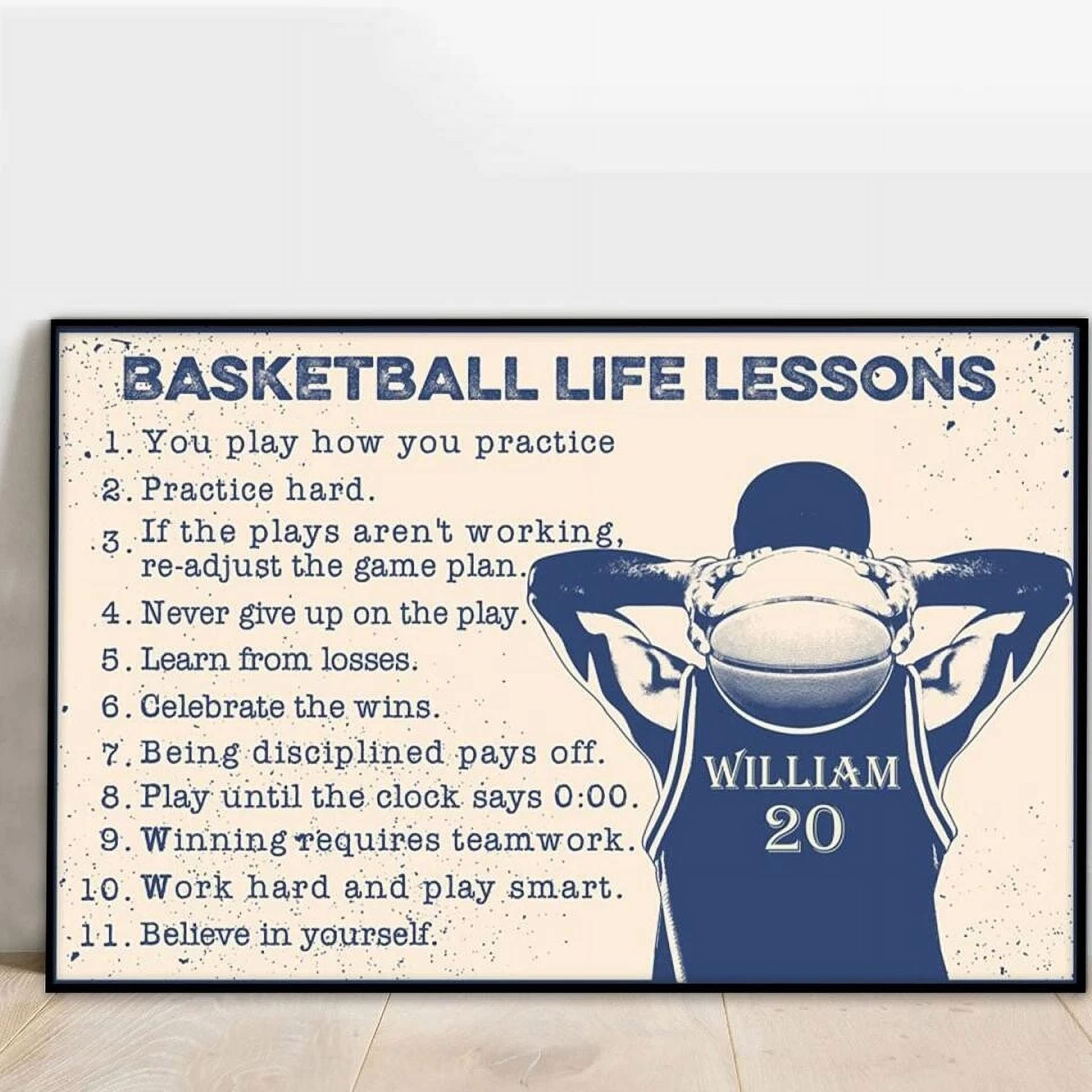 Poster Basketball Life Lessons, With Name & Number... Wall Art ...