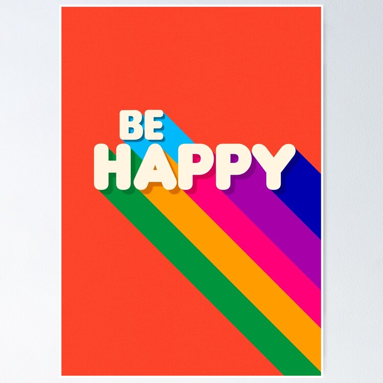Poster Be Happy - Retro Typography Poster No Framed, 12x18 - Walmart.com