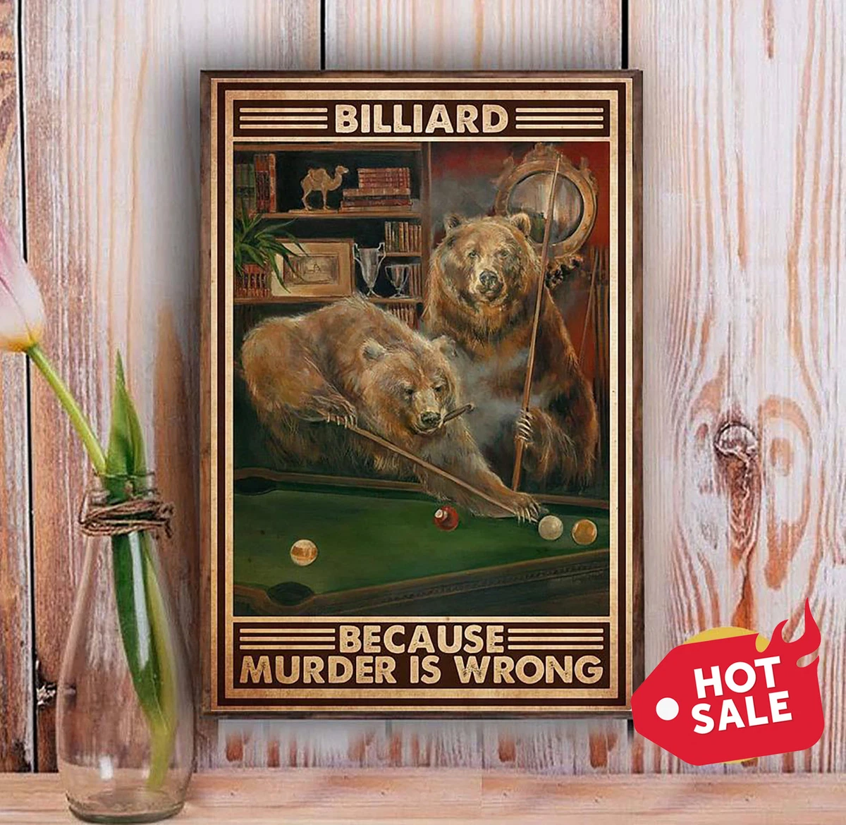 Poster Bear Pool Murder Billiard Because Murder Is Wrong Wall Art ...