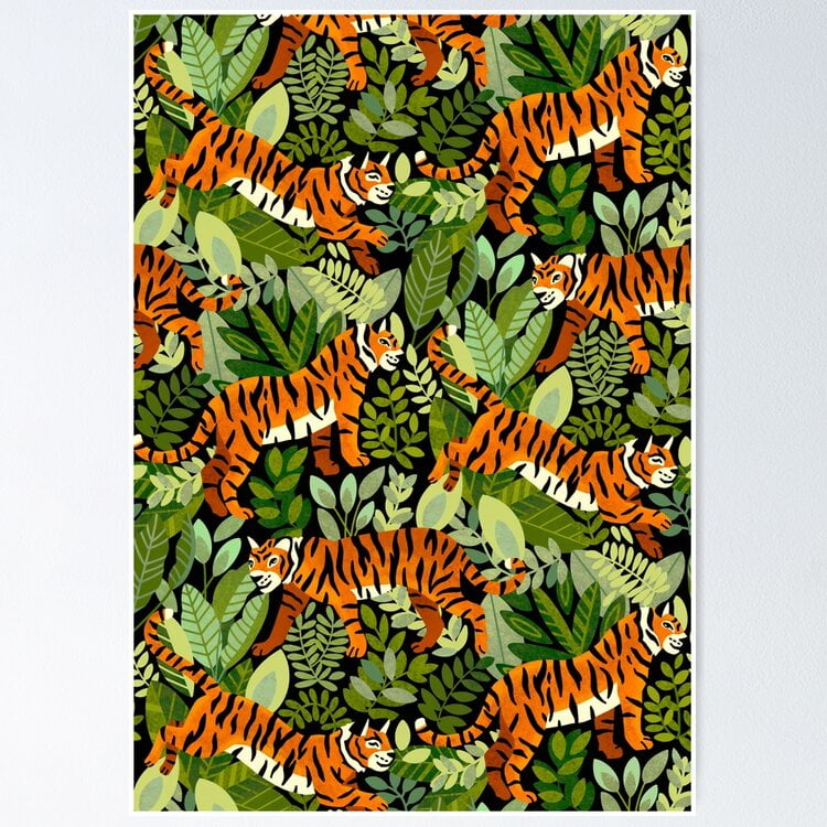 Poster Bengal Tiger Jungle Poster - No Framed, Vintage Wall Art, Trendy ...
