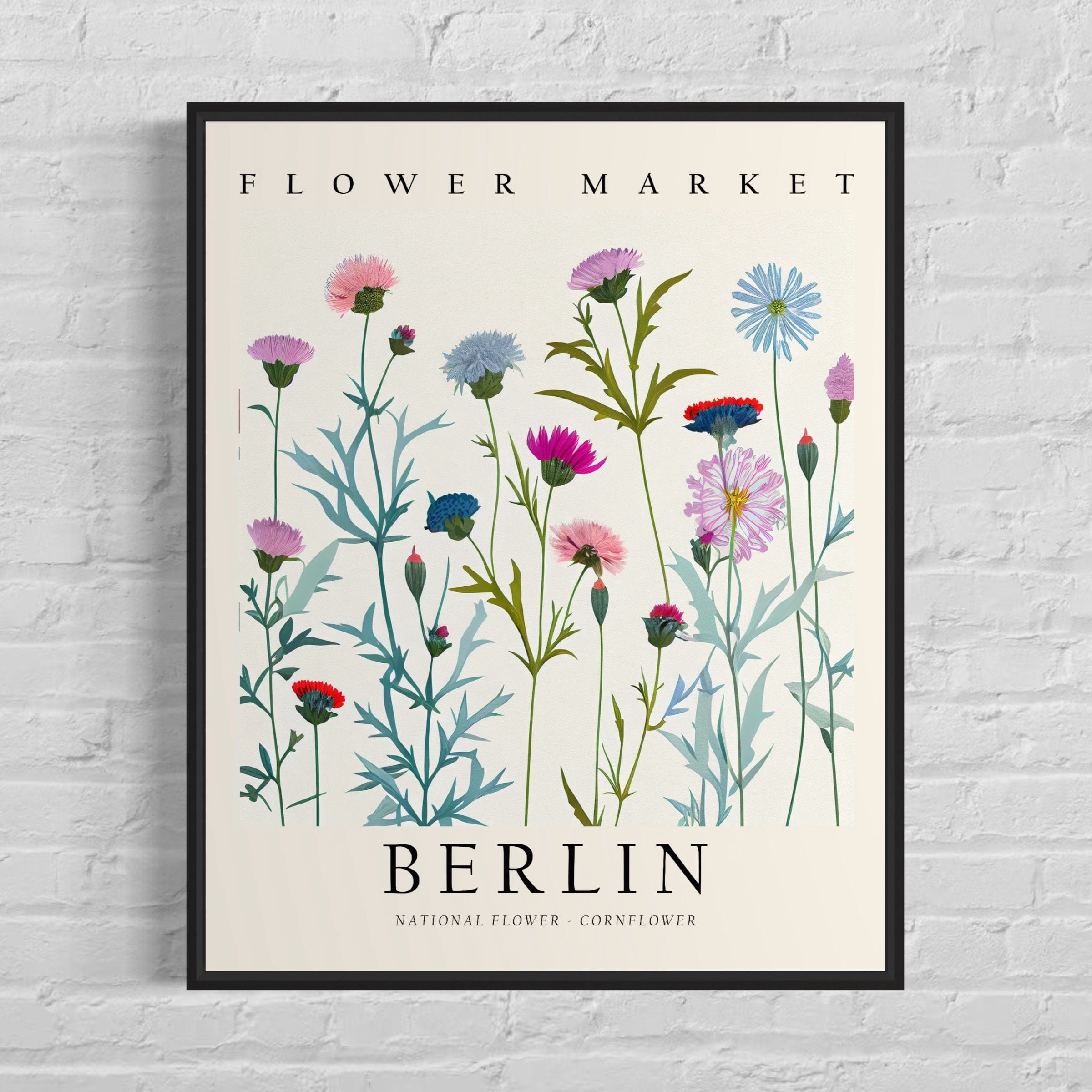 Poster Berlin Germany Flower Market Art Print, Berlin Flower Poster ...