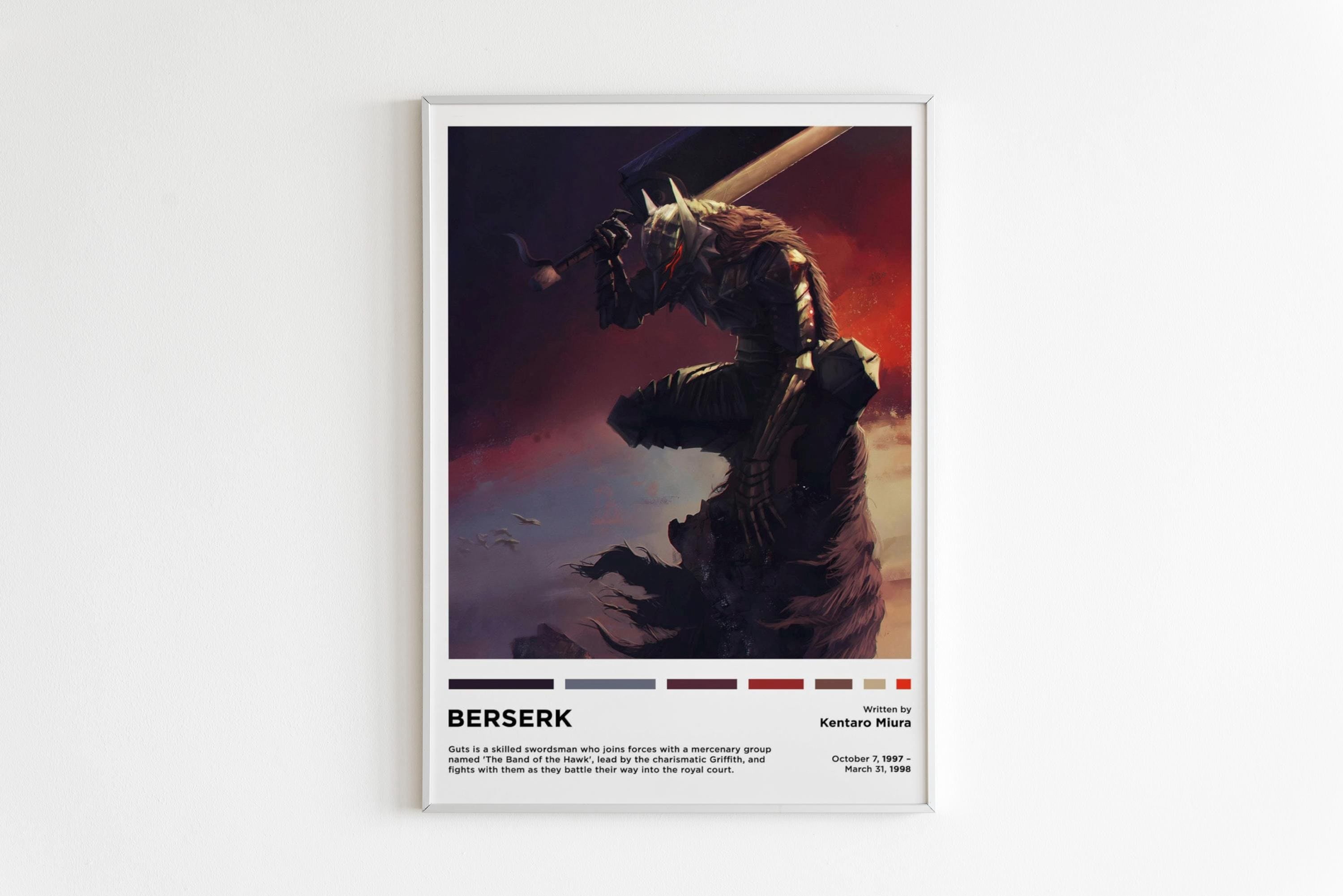 Poster Berserk Guts Anime Poster | Manga Art Print 24X36, UNFRAMED ...