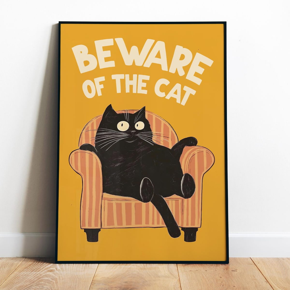 Poster Beware Of The Cat Print Funny Cat Poster Printable Funny Wall ...