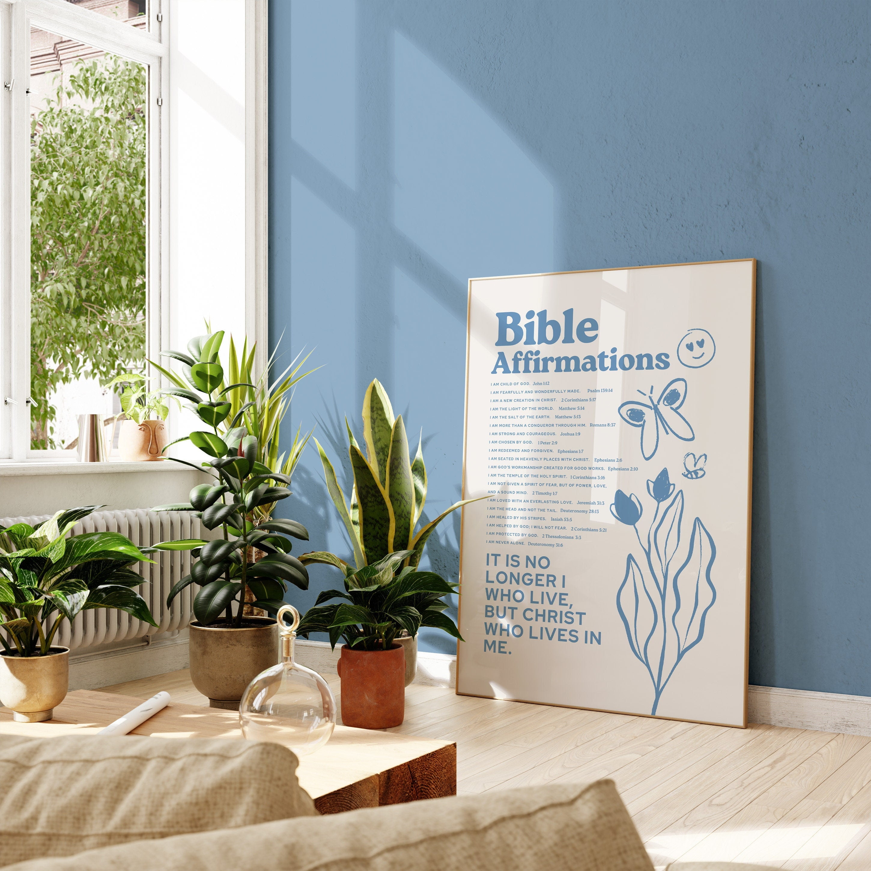 POSTER Bible Affirmations Blue Poster for Christian Girl Home Decor for ...