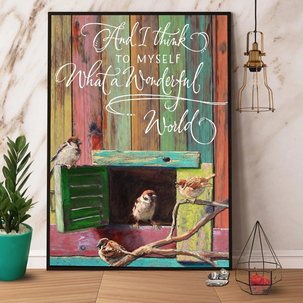 Poster Birds What A Wonderful World - UNFRAMED Poster Prints, Wall Art ...