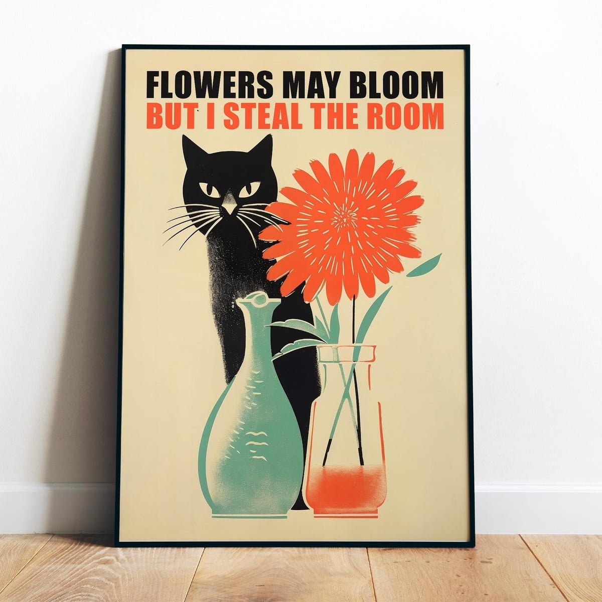 Poster Black Cat Poster Printable Retro Cat Art Cute Kitten ...