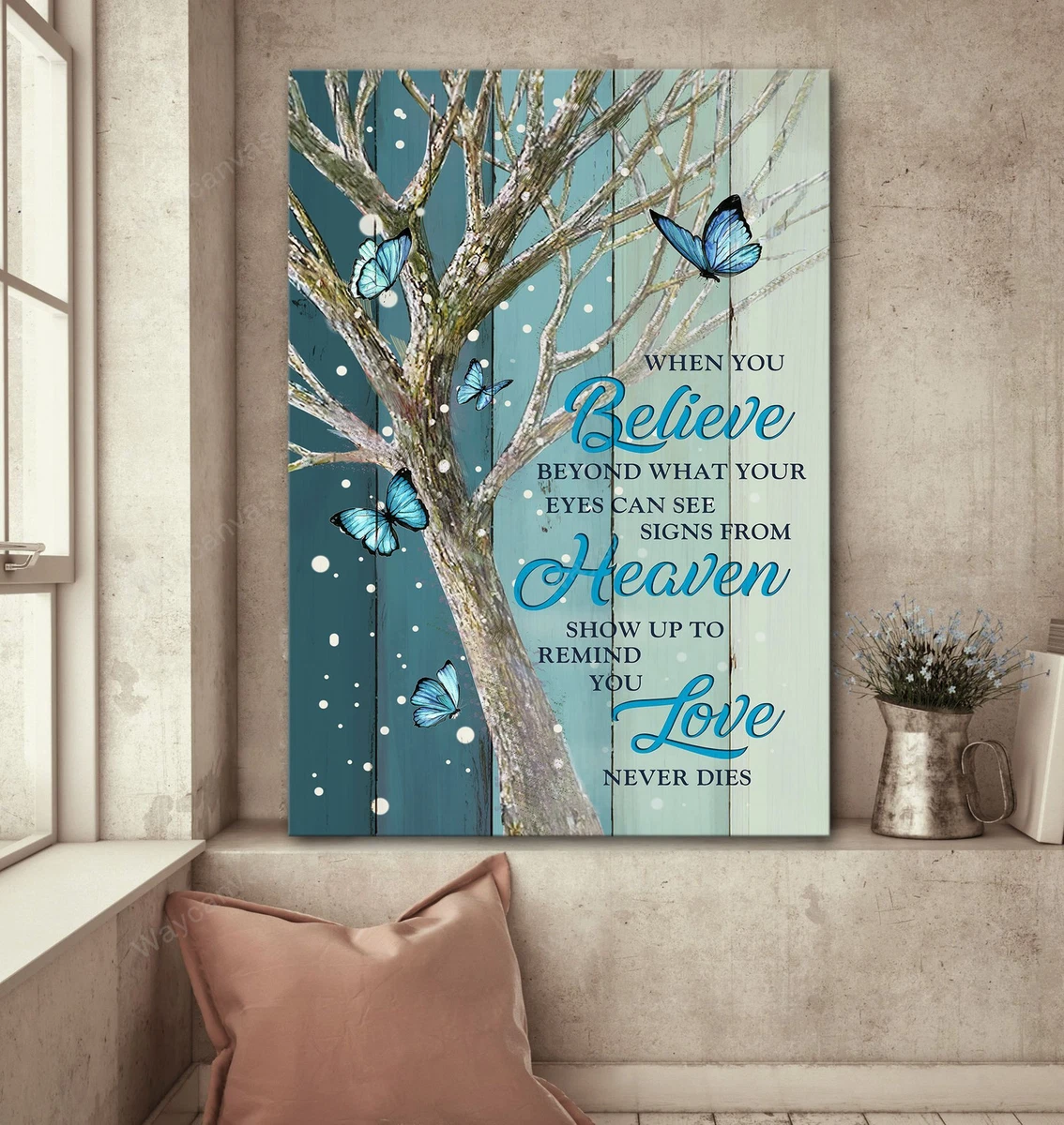 Poster Blue Butterfly - Love Neveries - Heaven Portraitprint - Wal ...