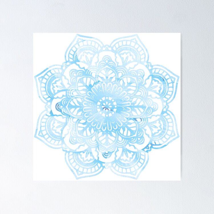 Poster Blue Flower Mandala Design Sticker Poster - No Framed, Vintage ...