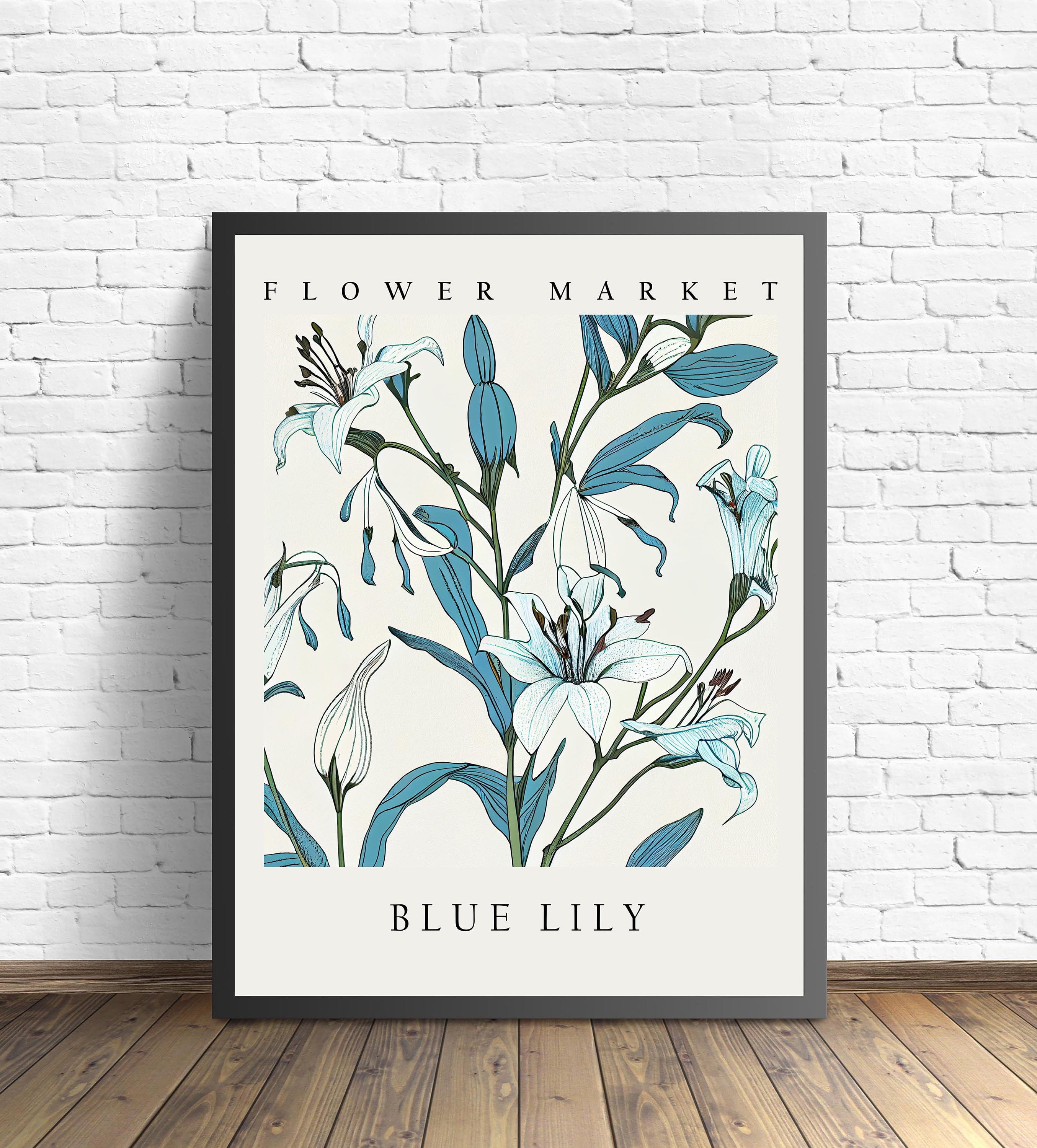 Poster Blue Lily Flower Market Art print Poster -UNFRAMED - Walmart.com