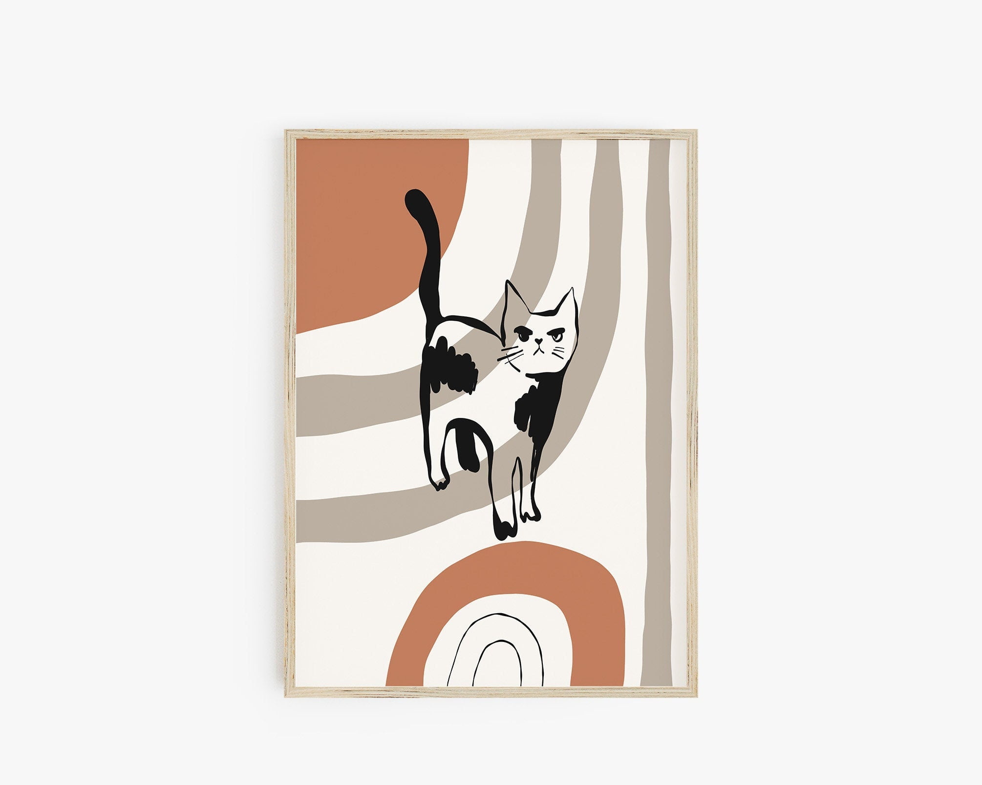 Poster Boho Cat Art Print, Abstract Wall Art, Cat Poster , Cat ...