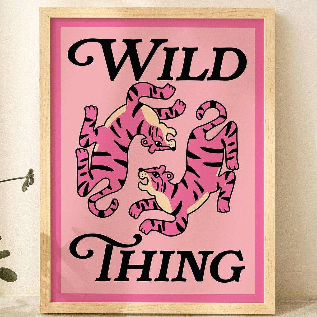 Poster Bold Pink Tiger Poster, Large Maximalist Wall Art, Wild Thing ...