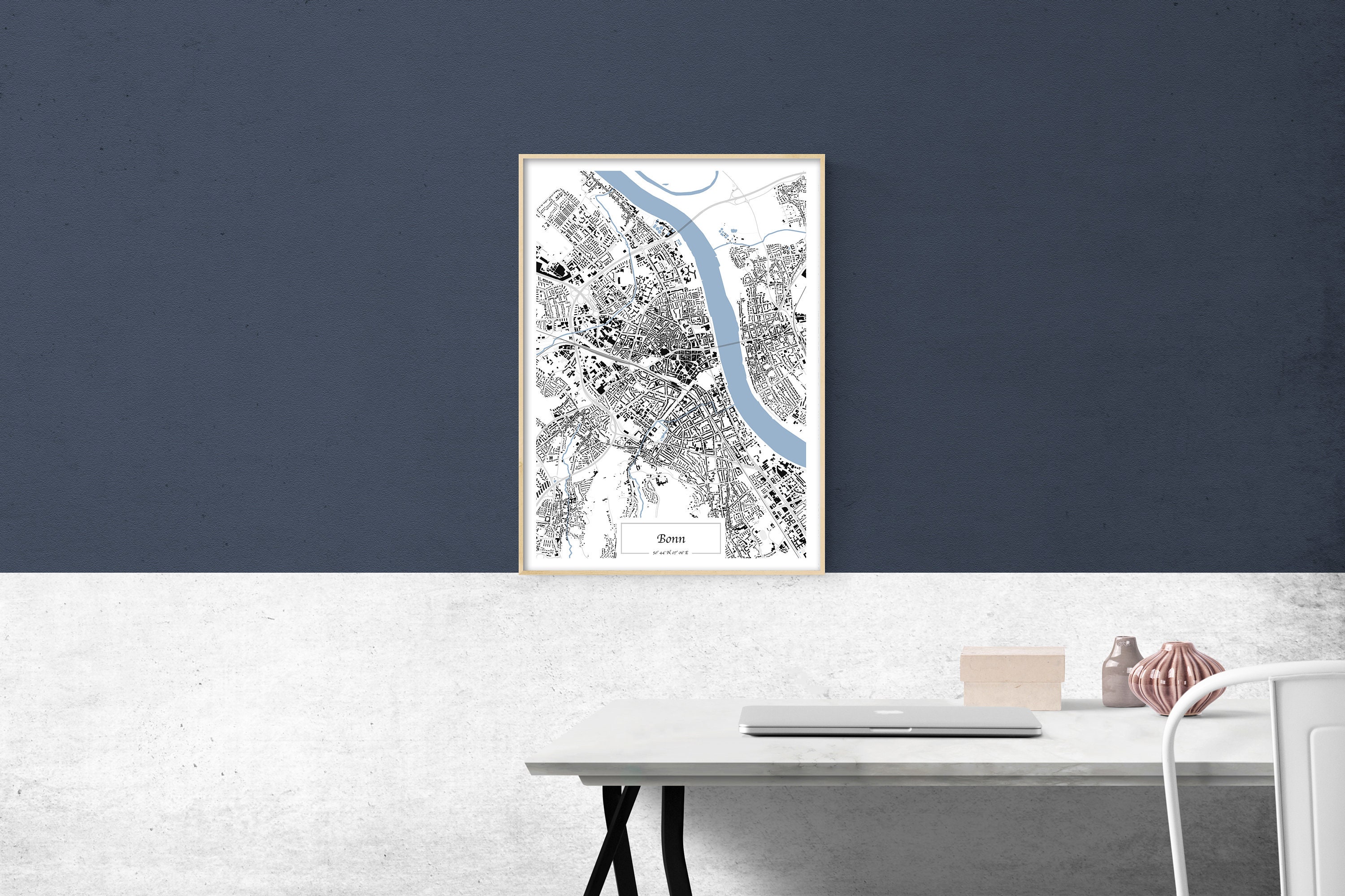 POSTER Bonn Poster, Abstract City Map with buildings, Minimalist Map ...