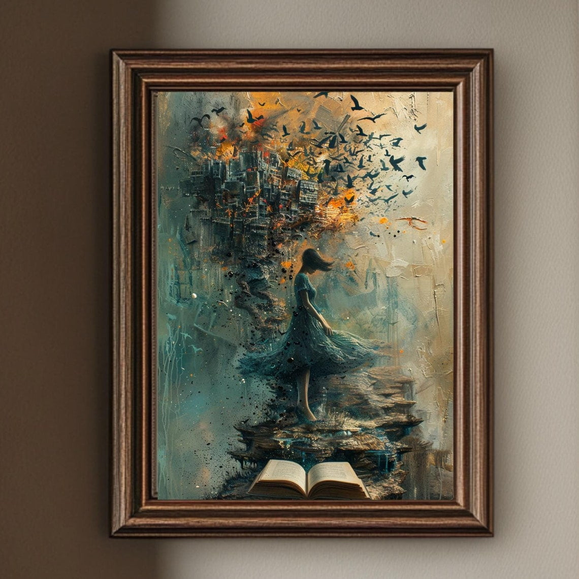 Poster Book Art Reading Print Book Lover Painting Gift Wallart ...