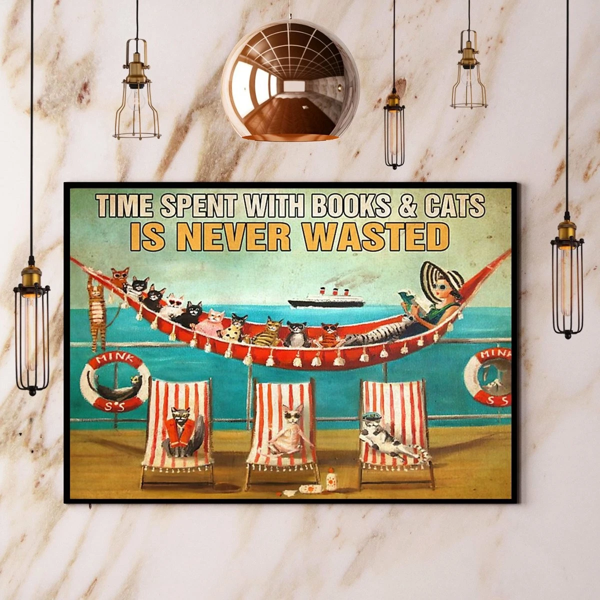 Poster Books Time Spent With Books And Cats Is Never Wasted Paper, Wr ...